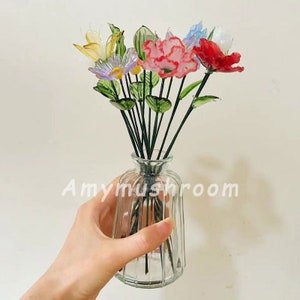 Red Poppy Glass Flower, Glass Carnation, Aster, Cosmos, Daffodil, Lily ...