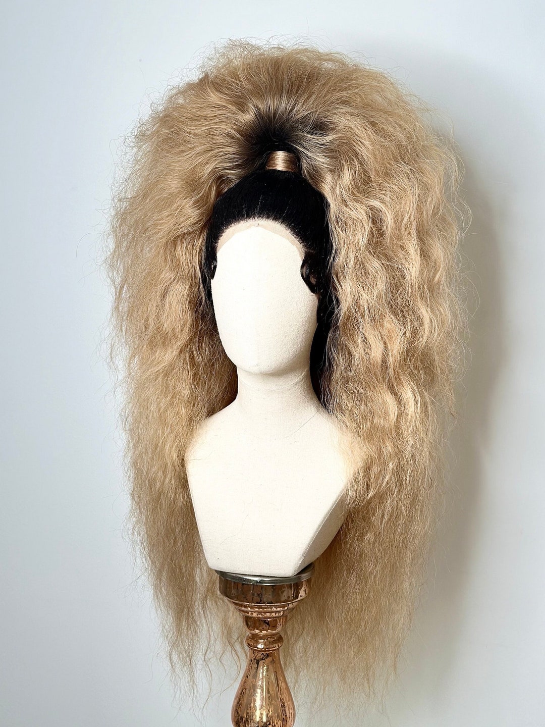Big 80s Wig Blond Ponytail Dark Roots - Etsy