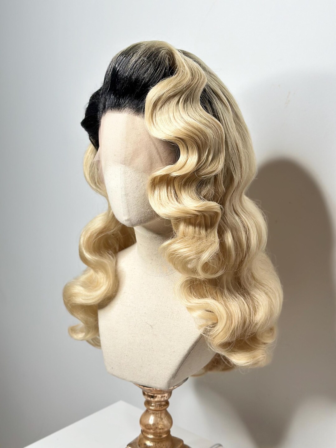 Classy History Wave Wig Dark Roots Blonde - Etsy
