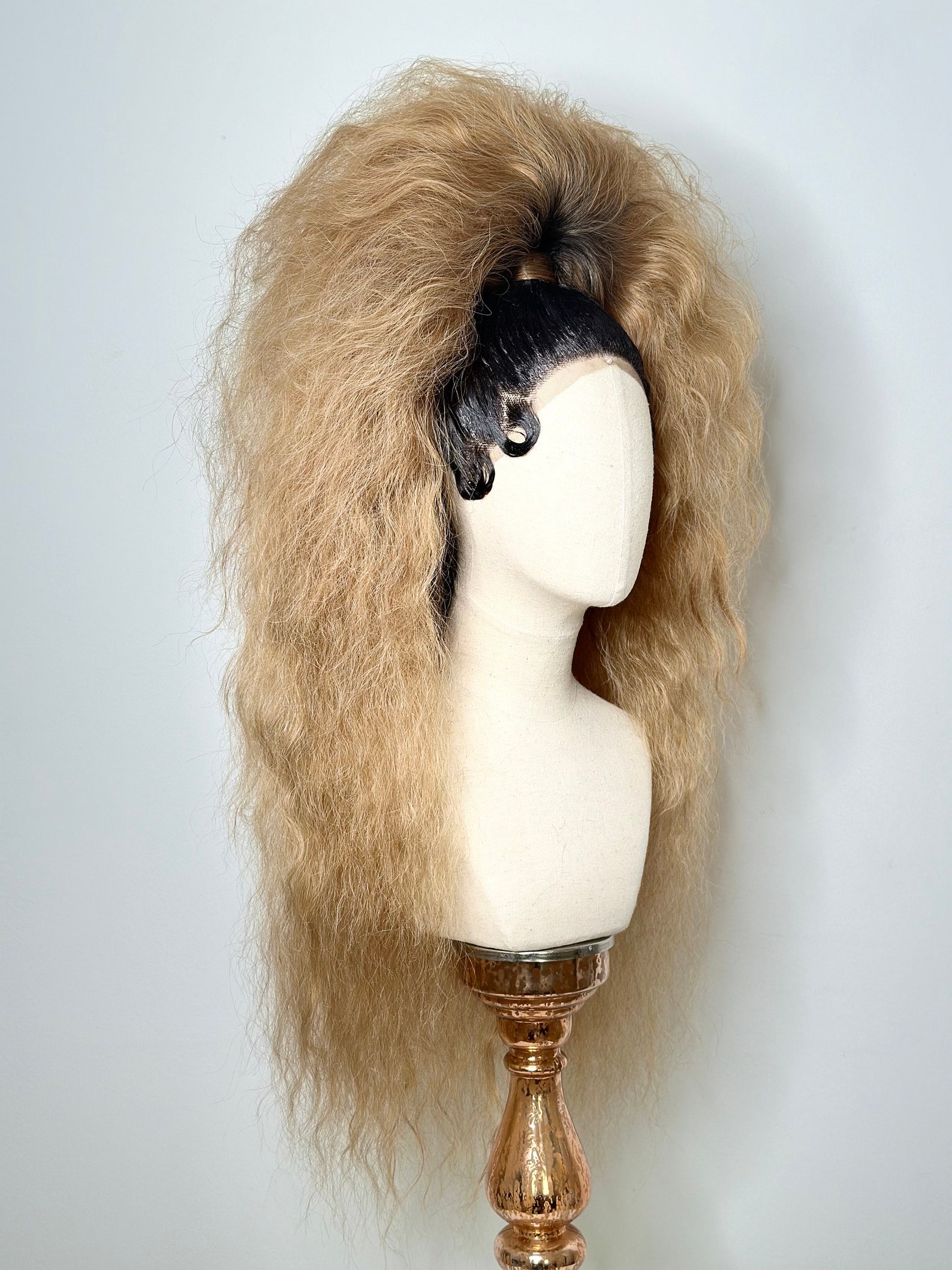 Big 80s Wig Blond Ponytail Dark Roots - Etsy