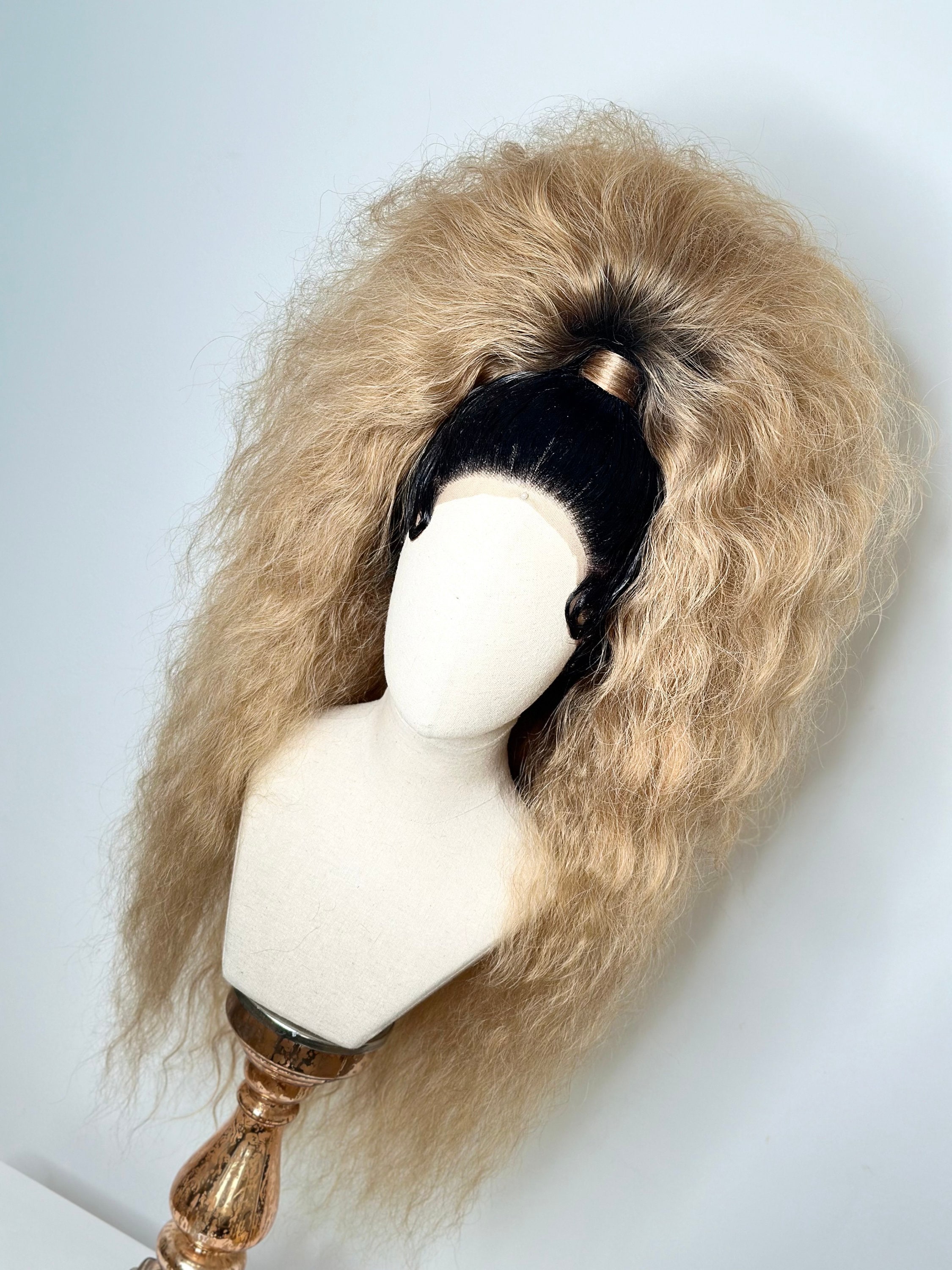 Big 80s Wig Blond Ponytail Dark Roots - Etsy