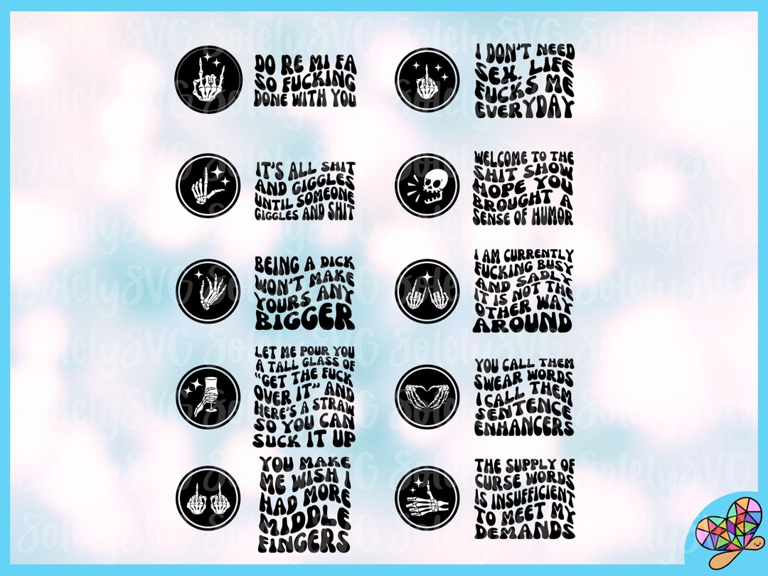 20 Groovy Sarcastic Sassy Snarky Svg Png Bundle Cricut, Sublimation ...