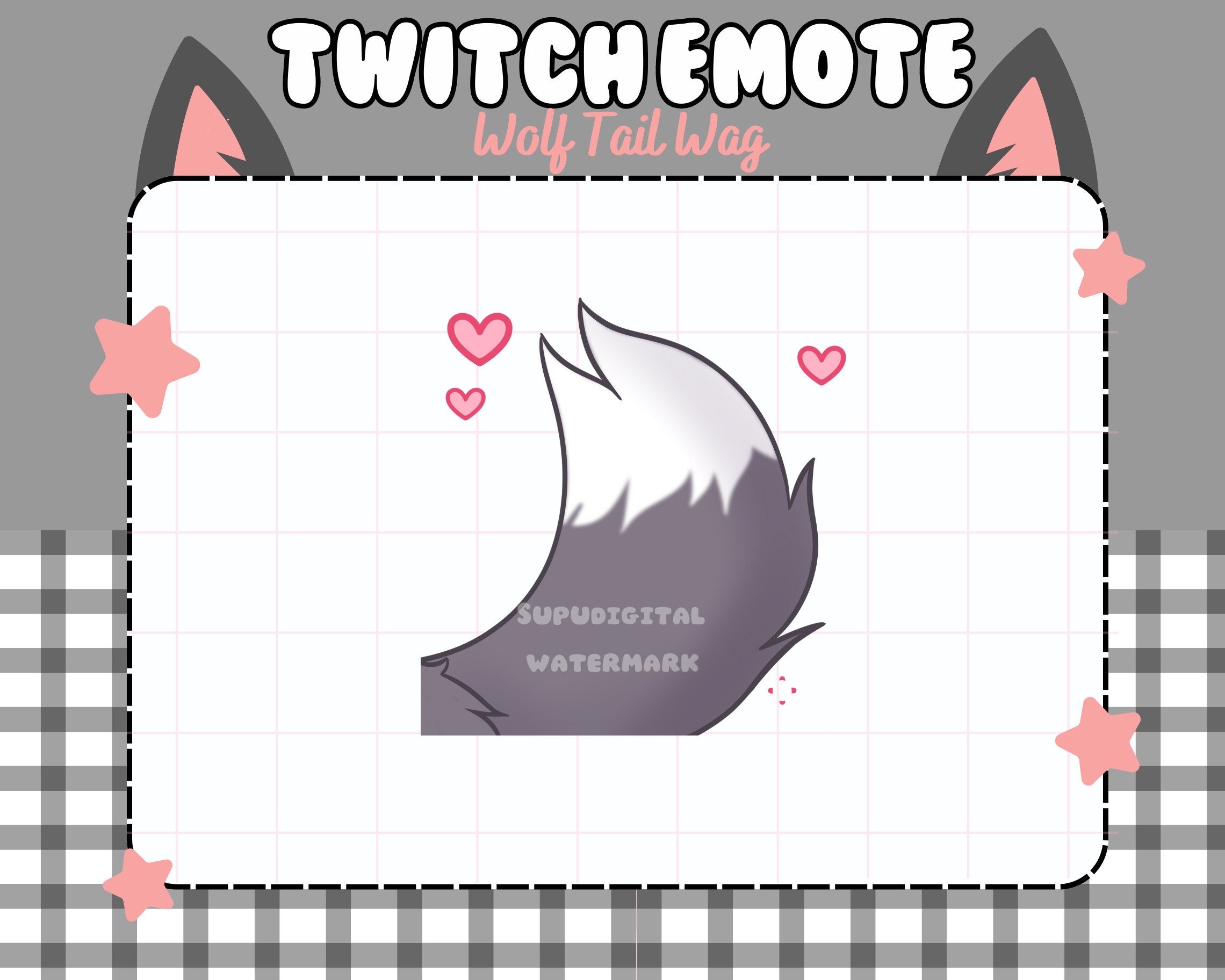 ANIMATED Grey Wolf Tail Wag Twitch Discord Streamer Emote Cute, Kawaii ...