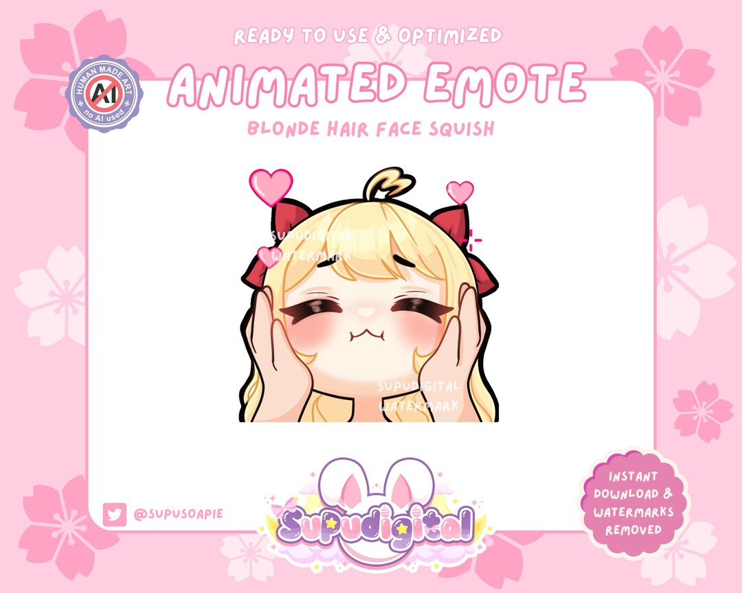 Face Squish Twitch Emote Animated Blonde Hair Anime Girl Emotes ...