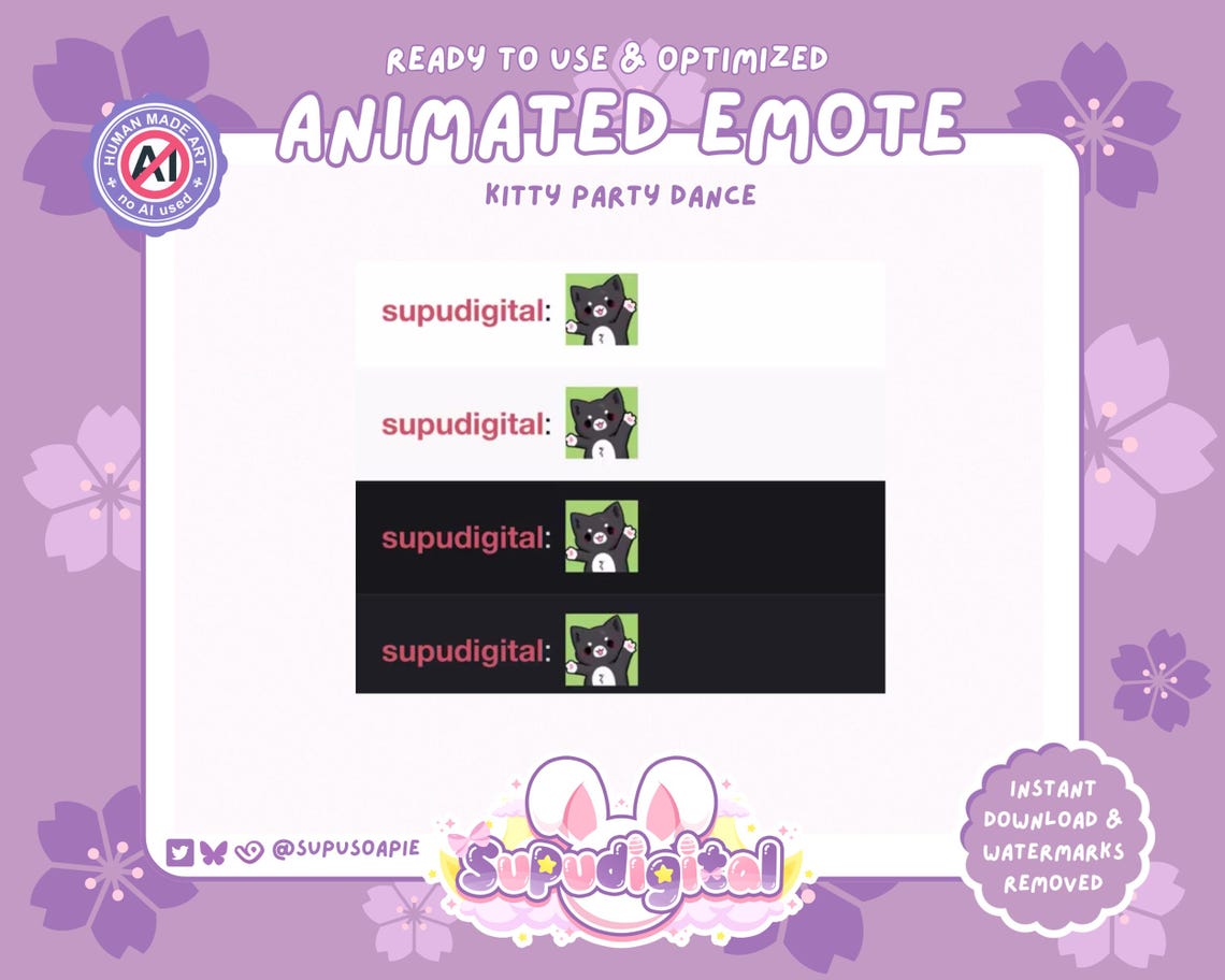 Cat Dance Twitch Emote Funny Party Animated Emotes Tuxedo Kitty ...