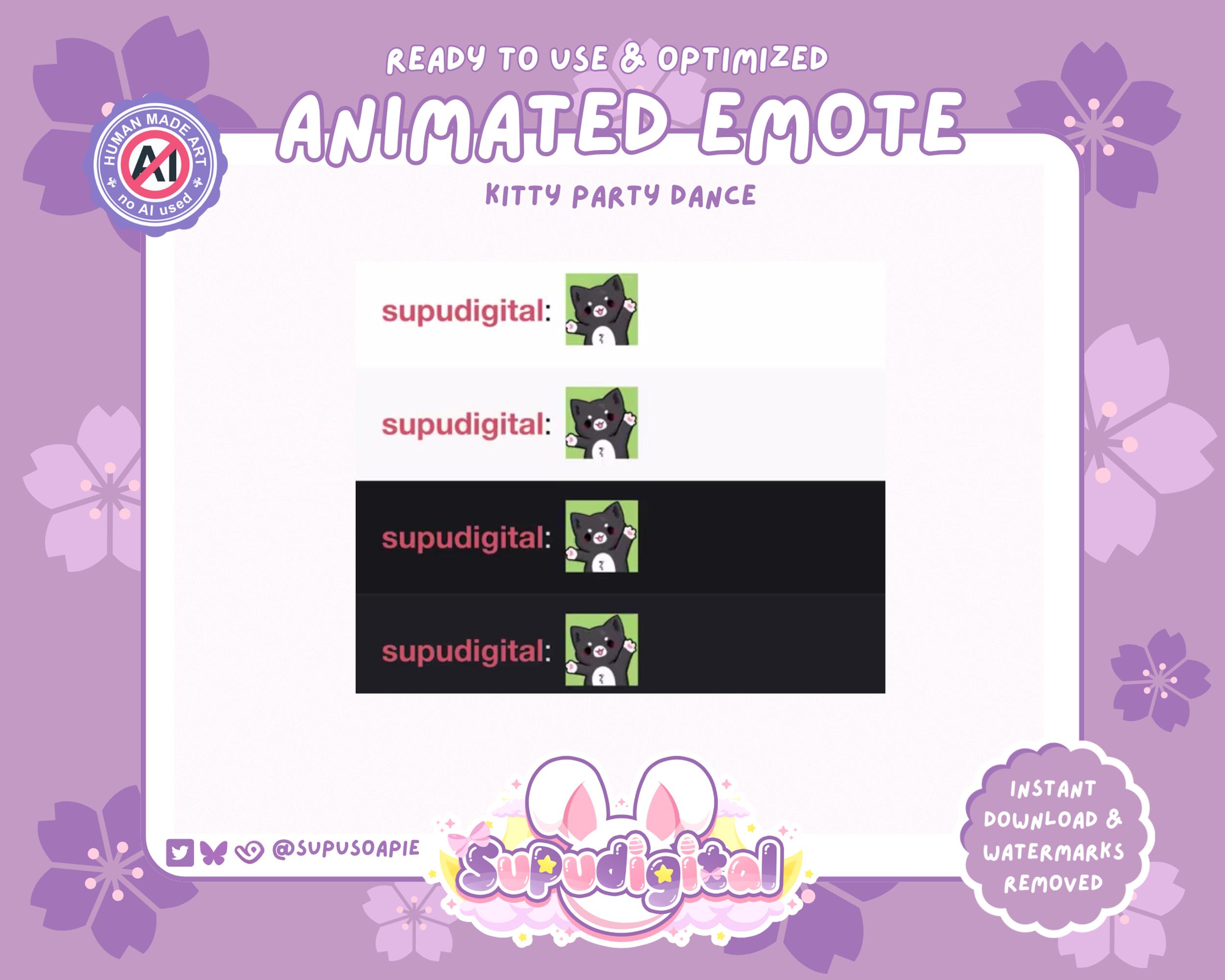 Cat Dance Twitch Emote Funny Party Animated Emotes Tuxedo Kitty ...