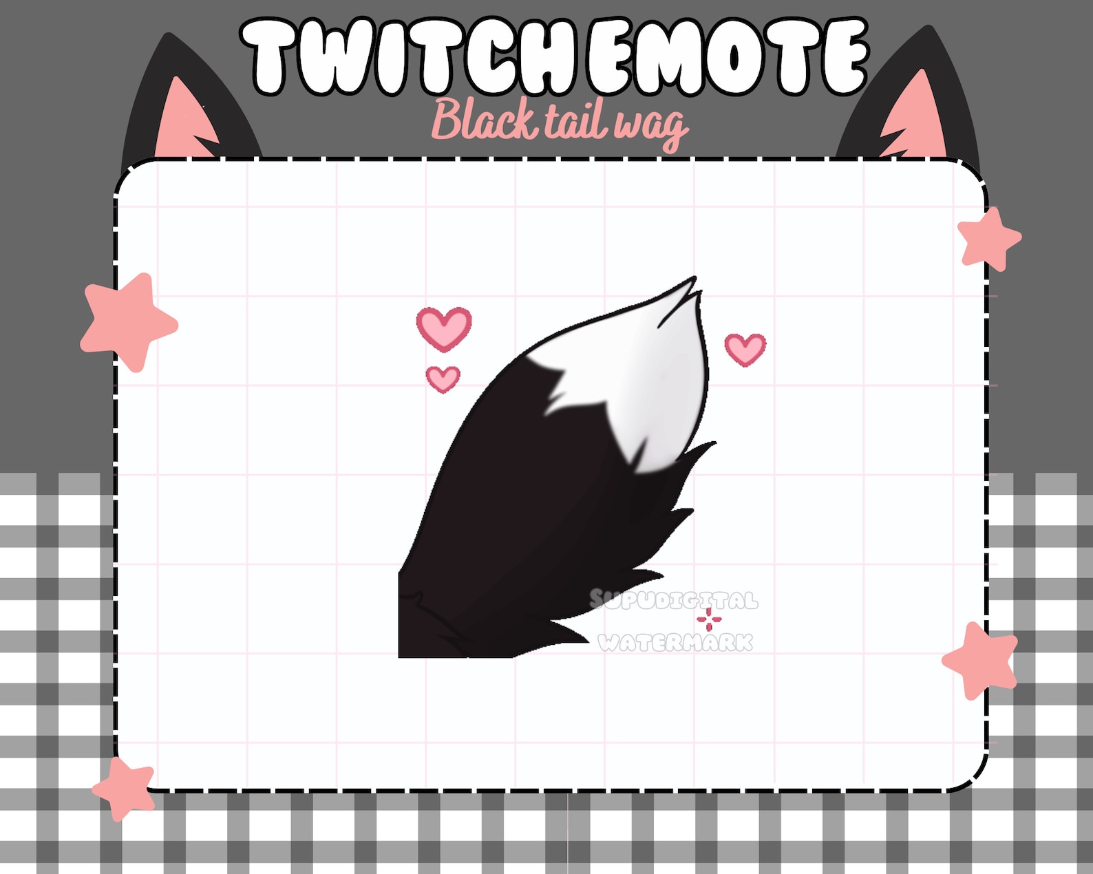 ANIMATED Black Tail Wag Twitch Discord Streamer Emote | Cute, Kawaii ...