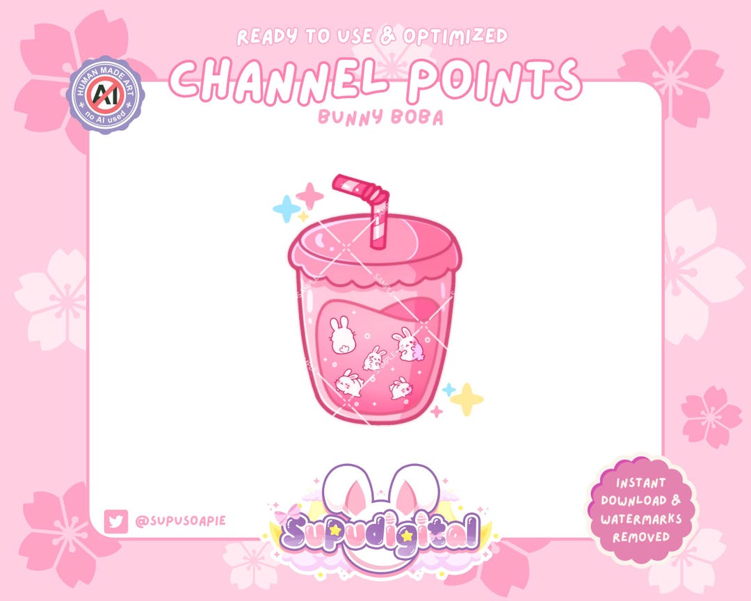 Boba Bubble Tea Twitch Channel Points Icon | Bunny Channel Point Redeem ...