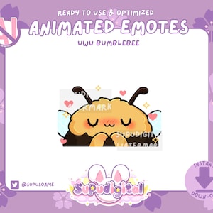 Cute ANIMATED Twitch Emote, Bumblebee Emote, UWU Blush Emote, Chibi ...