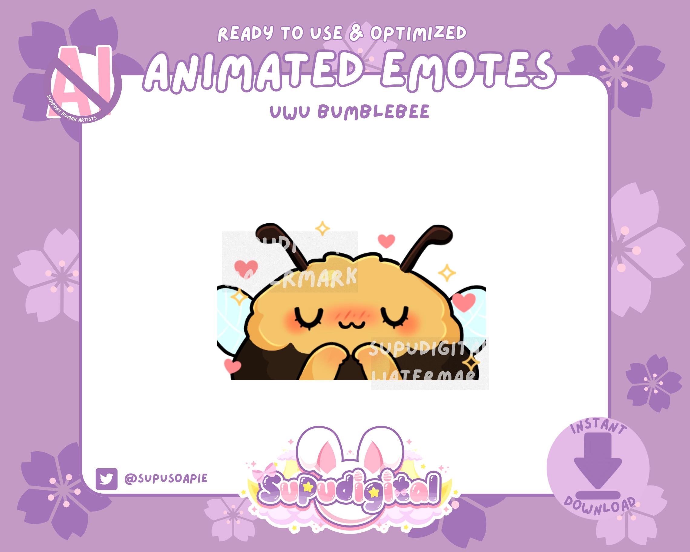 Cute ANIMATED Twitch Emote, Bumblebee Emote, UWU Blush Emote, Chibi ...