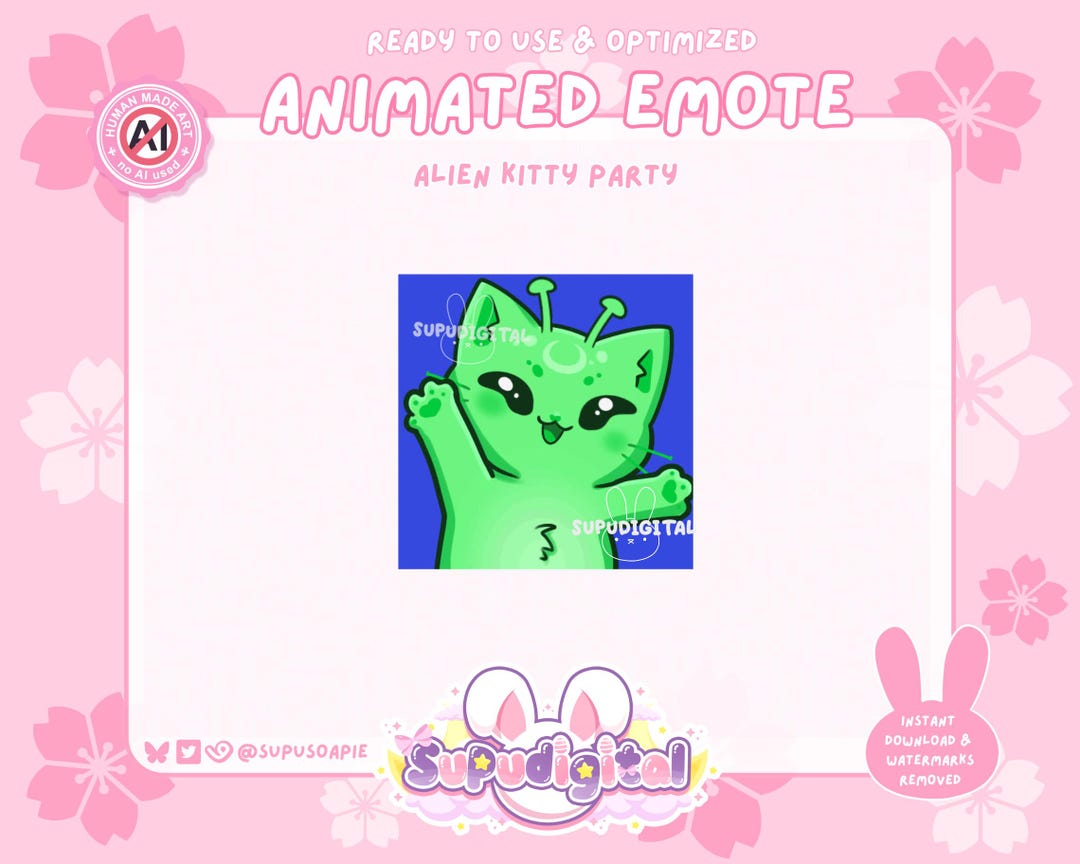 Alien Cat Dance Twitch Emote Funny Party Meme Gleepglorp Animated ...