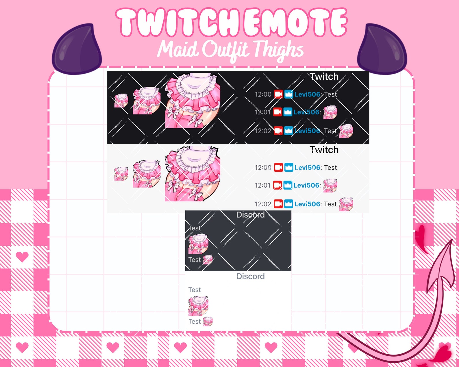 Thick Thighs Lewd Twitch Emote Pink Maid Kawaii Anime Girl Emotes ...