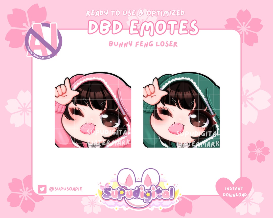 DBD Feng Min Bunny Hoodie 'L' Loser Emote 'NO A.I.' Dead by Daylight ...