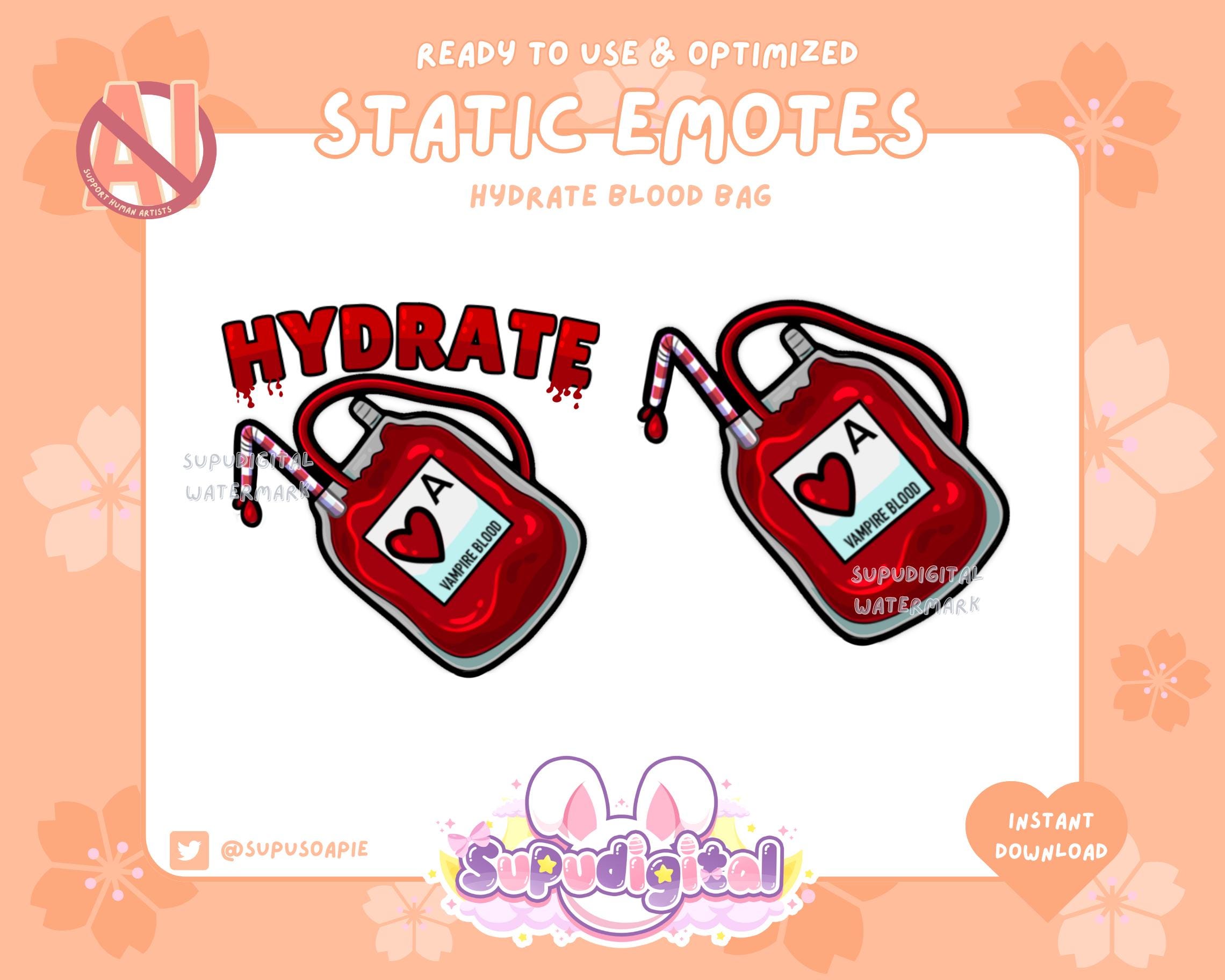 HALLOWEEN Twitch Emote, Hydrate Blood Bag Emote, Funny Goth Witch ...