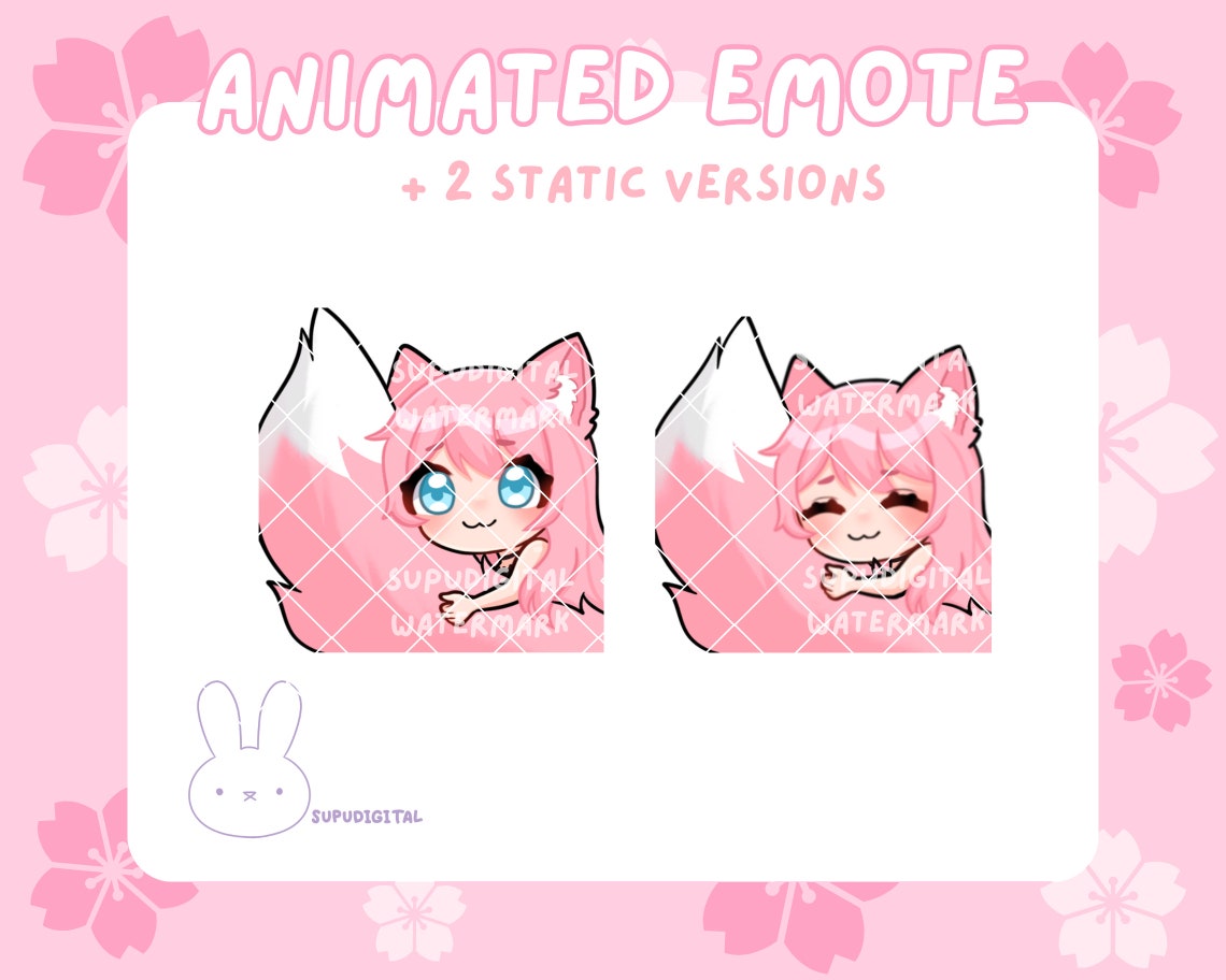 ANIMATED Pink Tail Hug Twitch Discord Streamer Tiktok Emote Cute ...