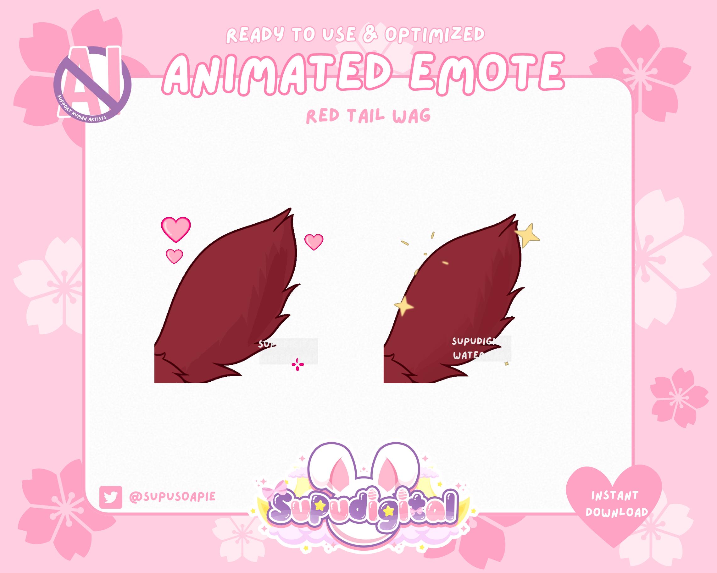 ANIMATED Tail Wag Emote Dark Red Wolf, Cute Twitch Emote, Fox, Animal ...