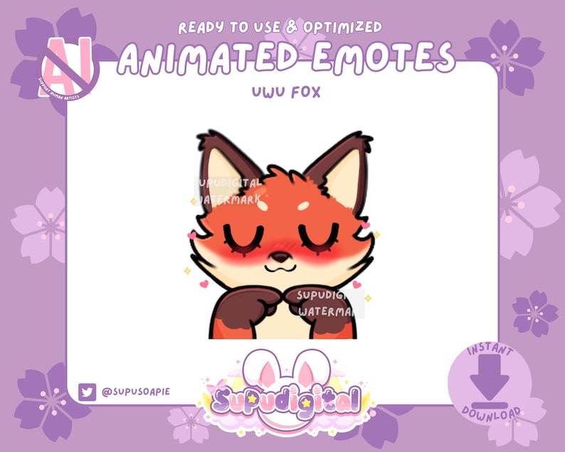 Uwu Twitch Emote Blush Shy Animated Furry Fox Emotes: Discord/youtube ...