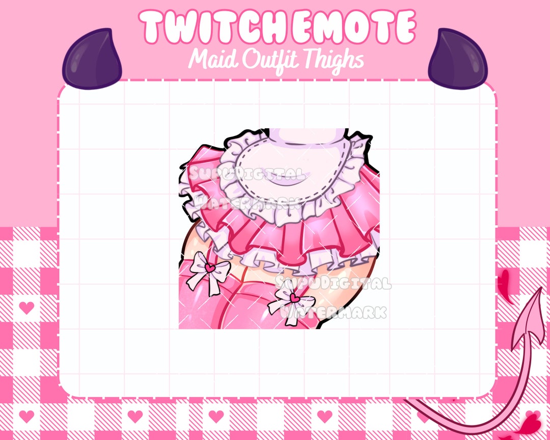 Thick Thighs Lewd Twitch Emote Pink Maid Kawaii Anime Girl Emotes ...