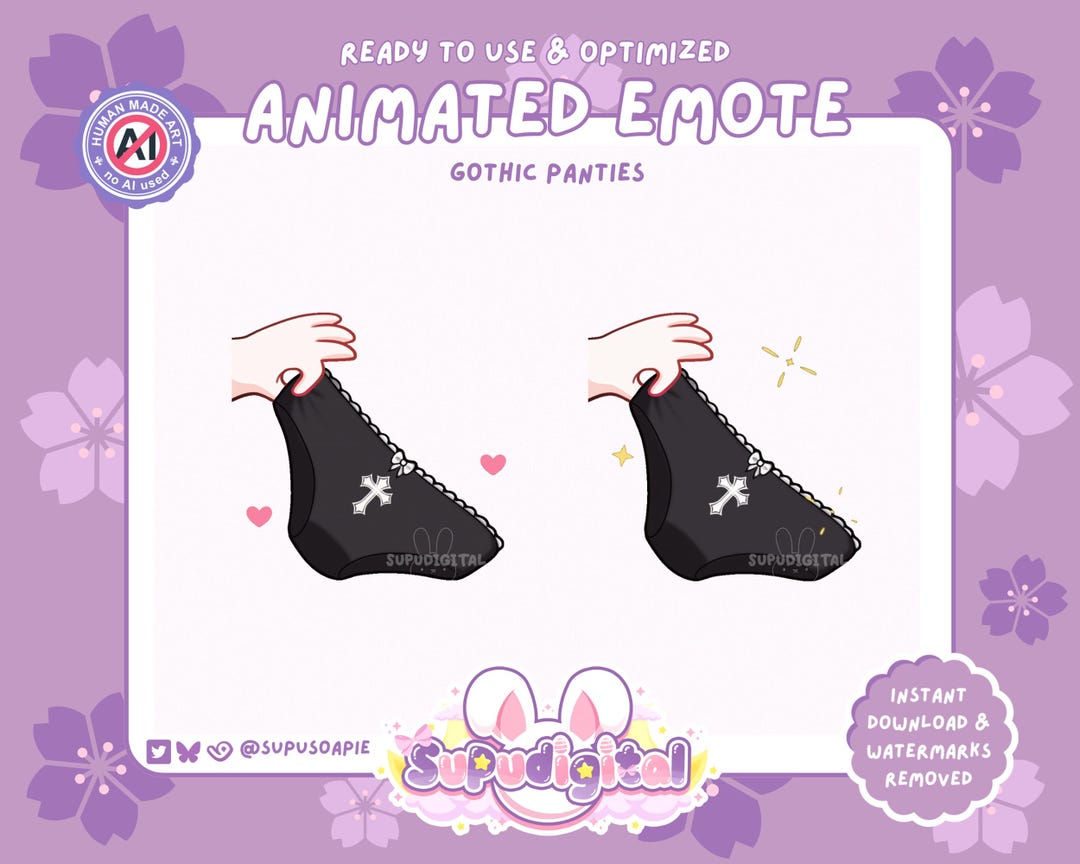 Panties Twitch Emote, Lewd Underwear Emote, Cute ANIMATED Emote, Goth ...