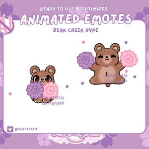 ANIMATED Twitch Emote Teddy Bear Cheer Hype Celebrate Raid POG ...