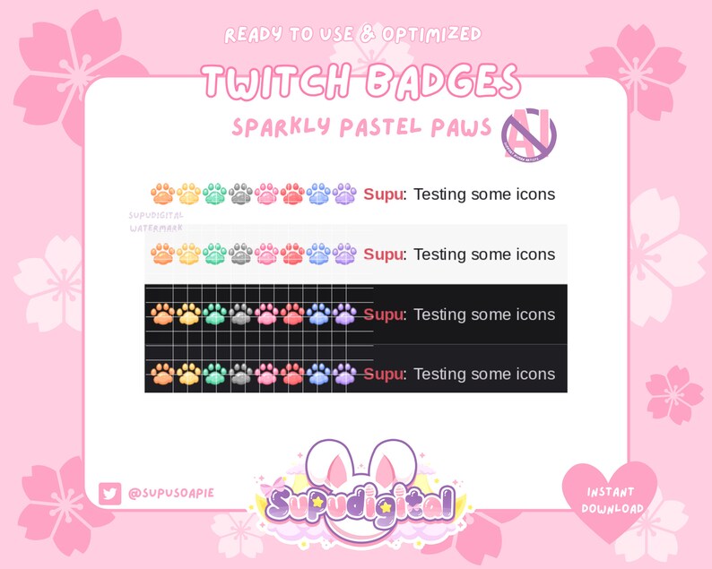 Cat Beans Paws Twitch Sub Badges Discord Streamer Vtuber Assets Pngs ...