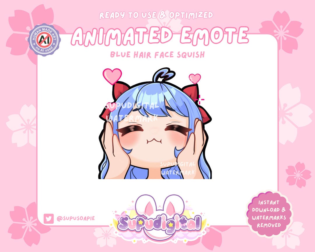 ANIMATED Chibi Anime Emote, Face Squish Emote, Valentines Day Emote ...