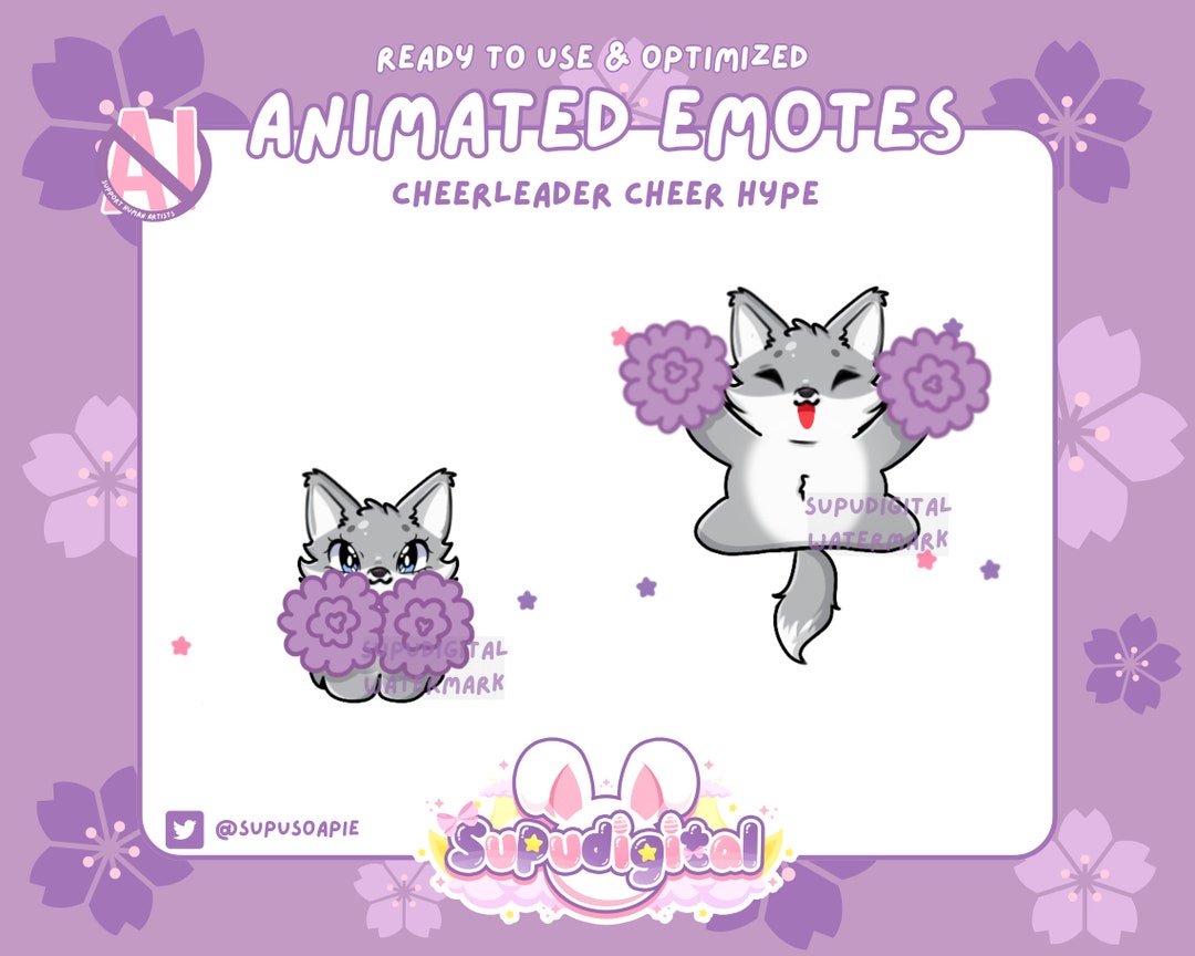 ANIMATED Twitch Emote Grey Wolf Cheer Hype Celebrate Raid POG | Discord ...