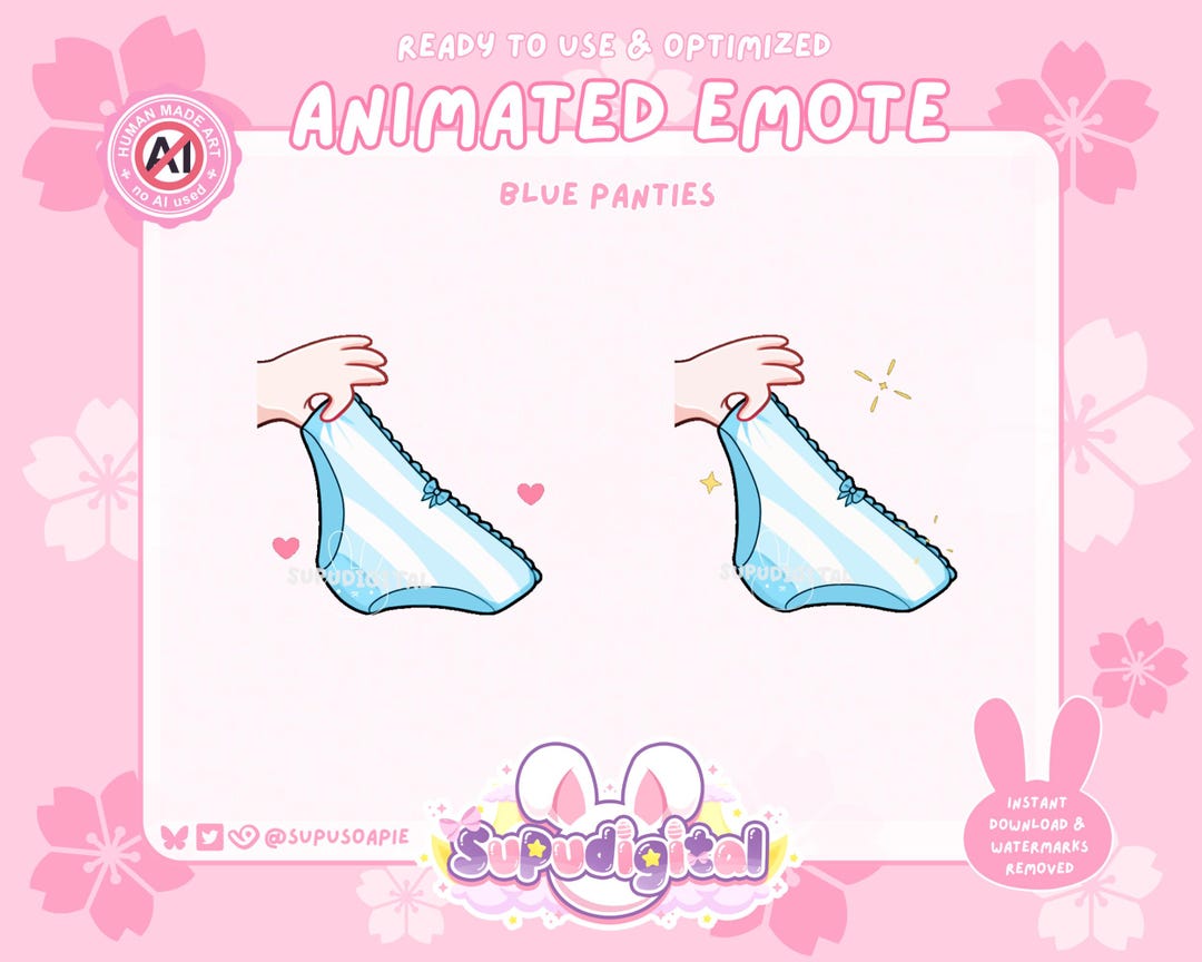 Blue Panties Twitch Emote, Lewd Underwear Emote, Cute ANIMATED Emote ...
