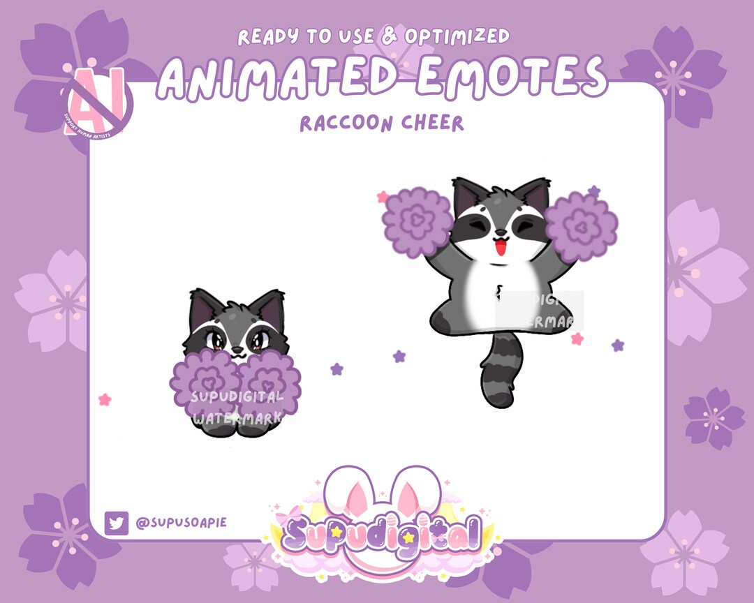 ANIMATED Twitch Emote Raccoon Trash Panda Cheer Hype Celebrate Cute ...
