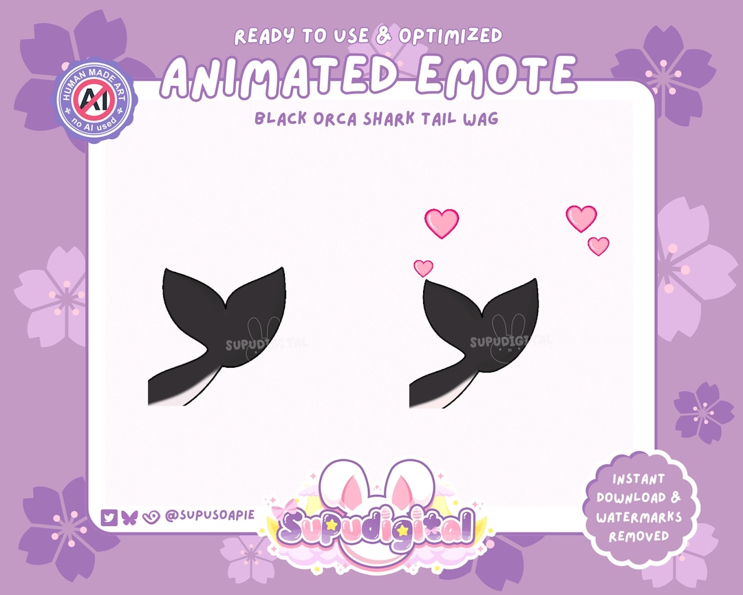 Cute Shark Twitch Emote, ANIMATED Tail Wag Emote, Orca Sea Ocean Emote ...