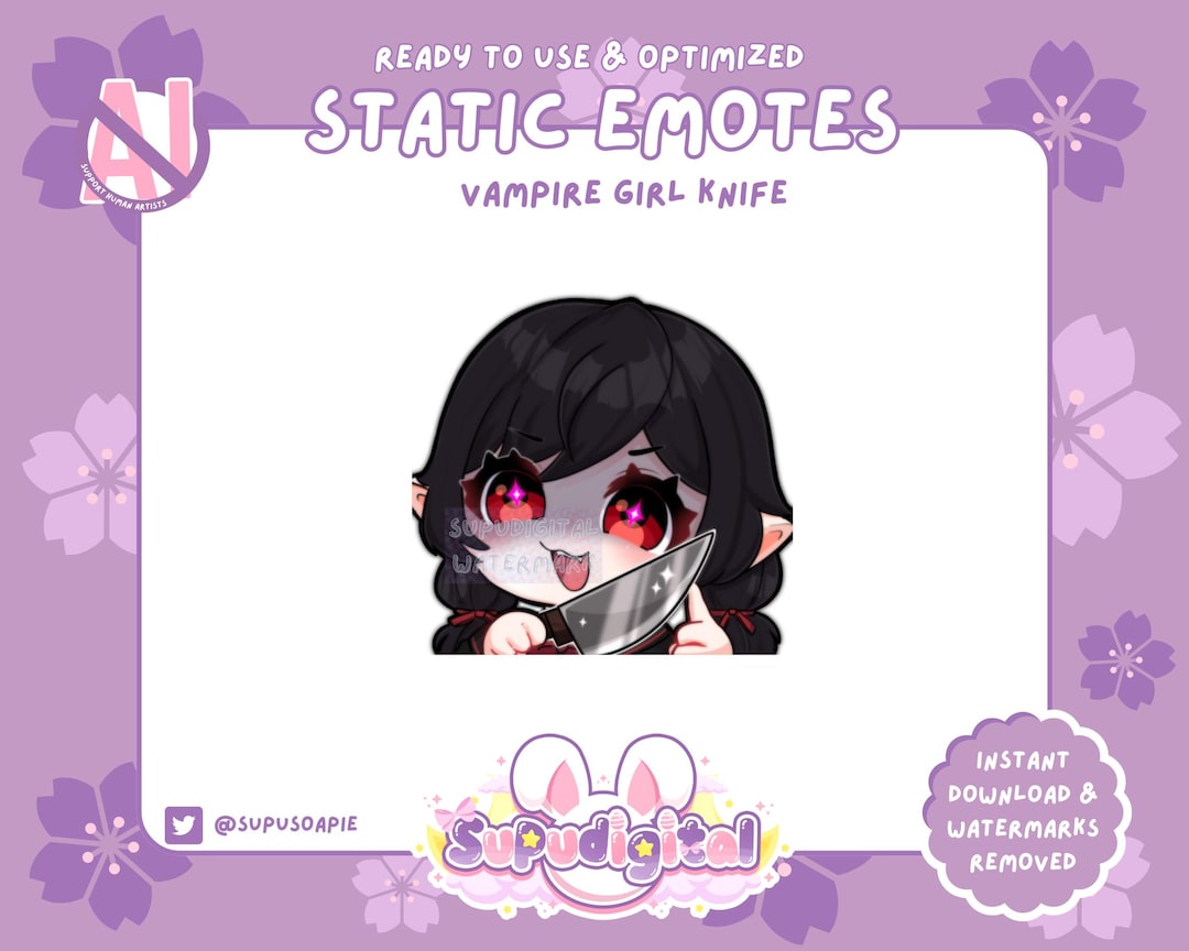 Goth Vampire Emo Girl Twitch Emote Chibi Knife Yandere Emotes: Discord ...