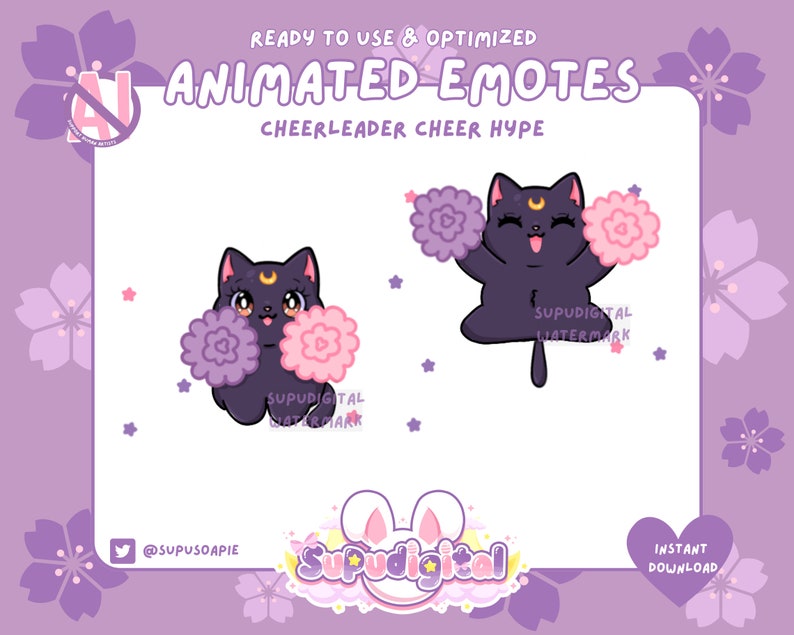 Emote de Twitch de POG de alegría y entusiasmo Emotes de gato lunar ...
