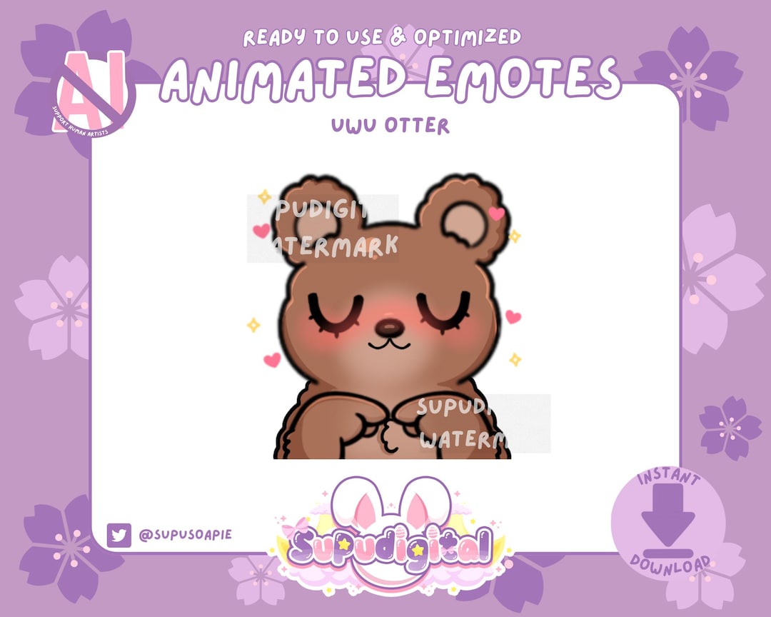 Uwu Twitch Emote Blush Shy Animated Teddy Bear Emotes: Discord/youtube ...