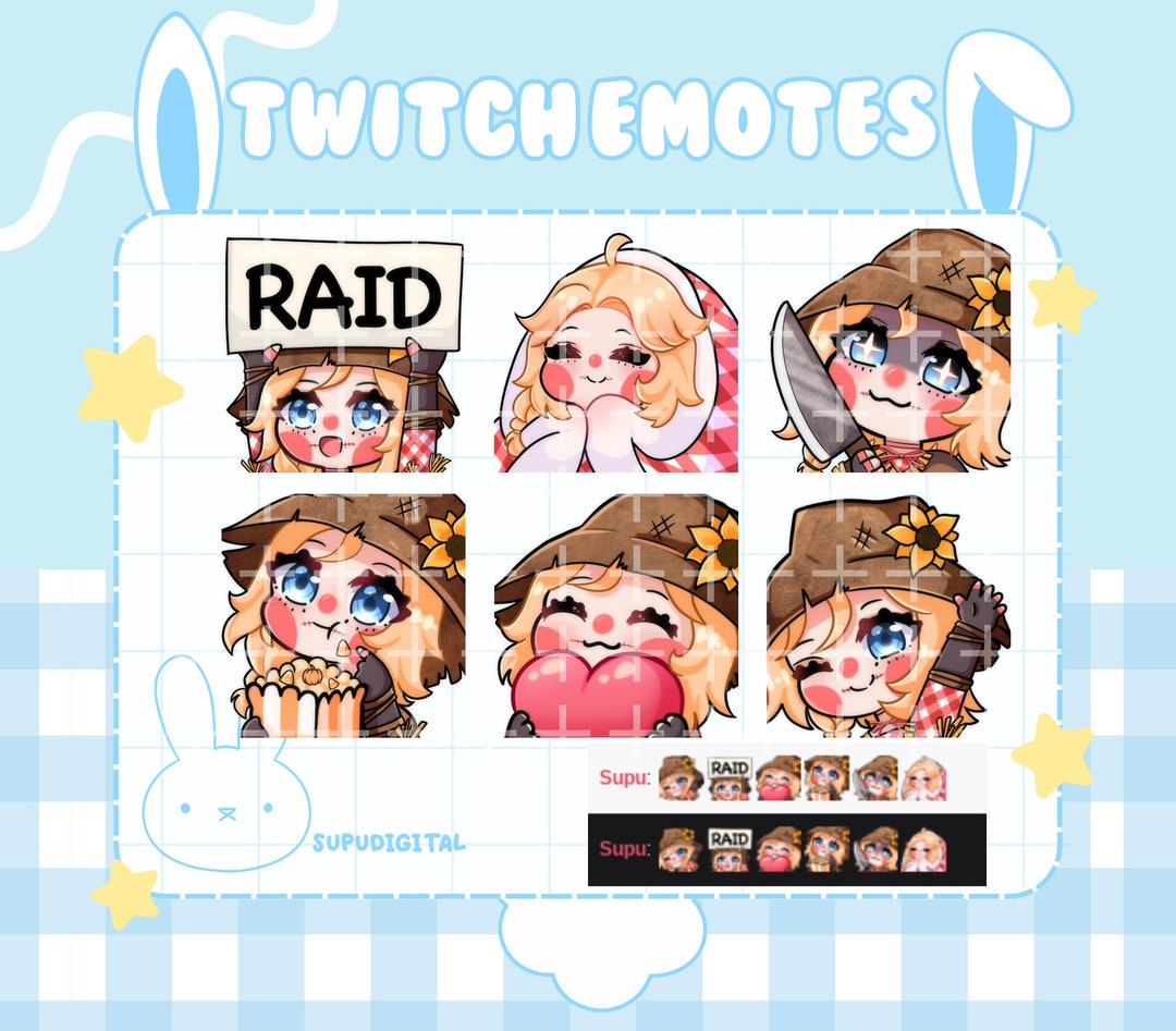 Scarecrow Kate Girl Twitch Emote Bundle, Anime Blonde Girl Emotes Pack ...