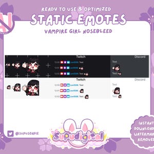 Cute VAMPIRE Girl Twitch Emote, Nose Bleed Emote, Thumbs up Heart Emote ...