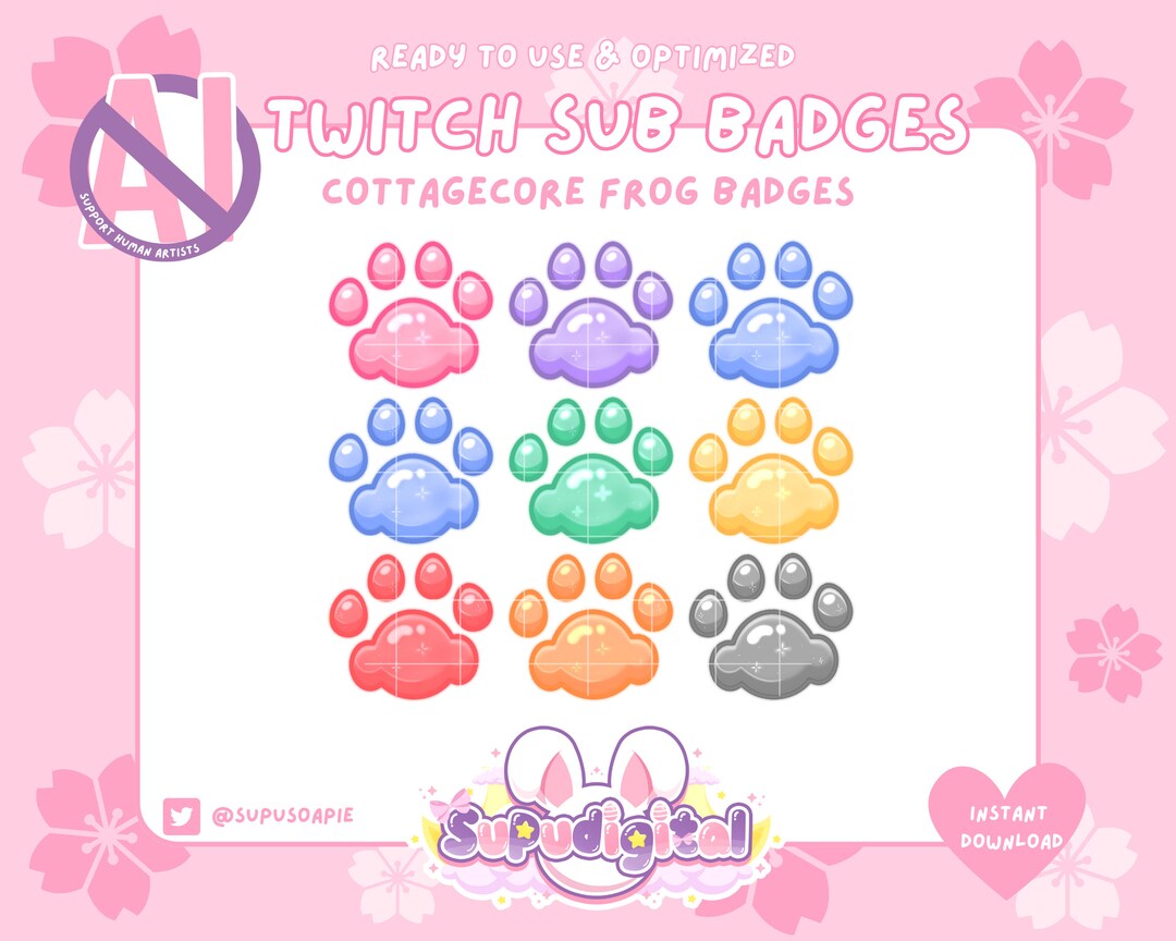 Cat Beans Paws Twitch Sub Badges | Discord Streamer Vtuber Assets Pngs ...