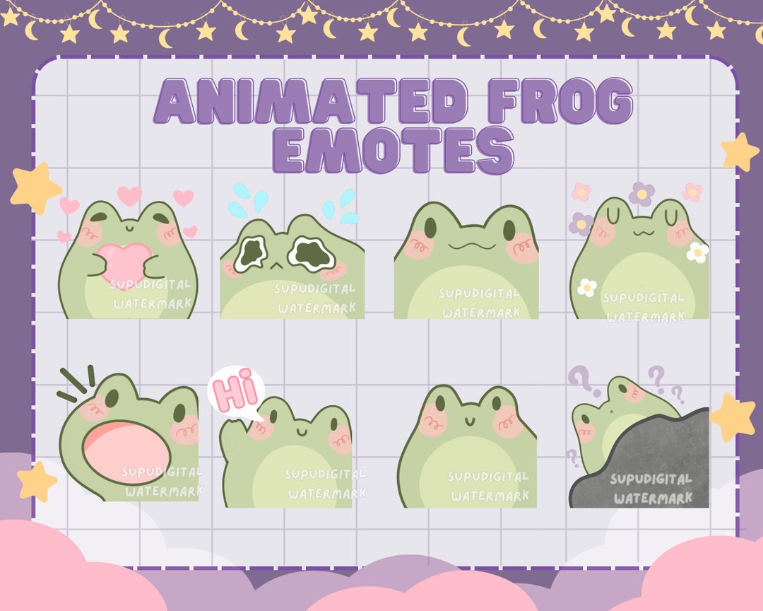 Animated Frog Twitch Emote Pack Bundle, Kawaii Cottagecore Pastel ...
