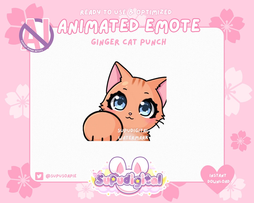 ANIMATED Ginger Cat Emote Paw Punch Pap | Twitch Discord Youtube ...