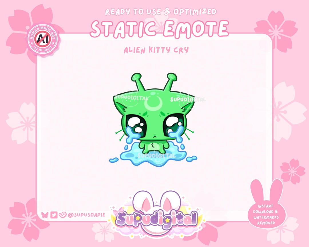 Alien Cat Cry Twitch Emote Static Gleebglorb Funny Meme Emotes: Discord ...