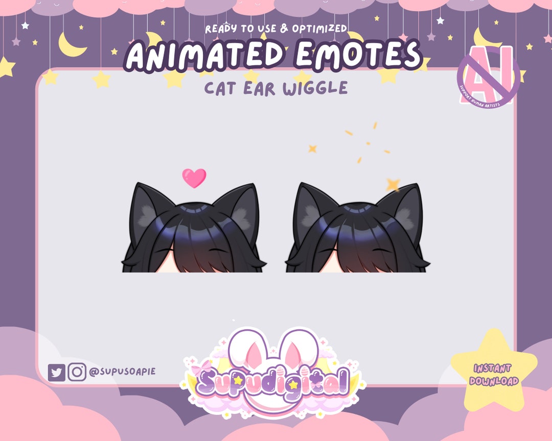 Ear Wiggle Twitch Emote Animated Black Cat Furry Emotes: Discord ...