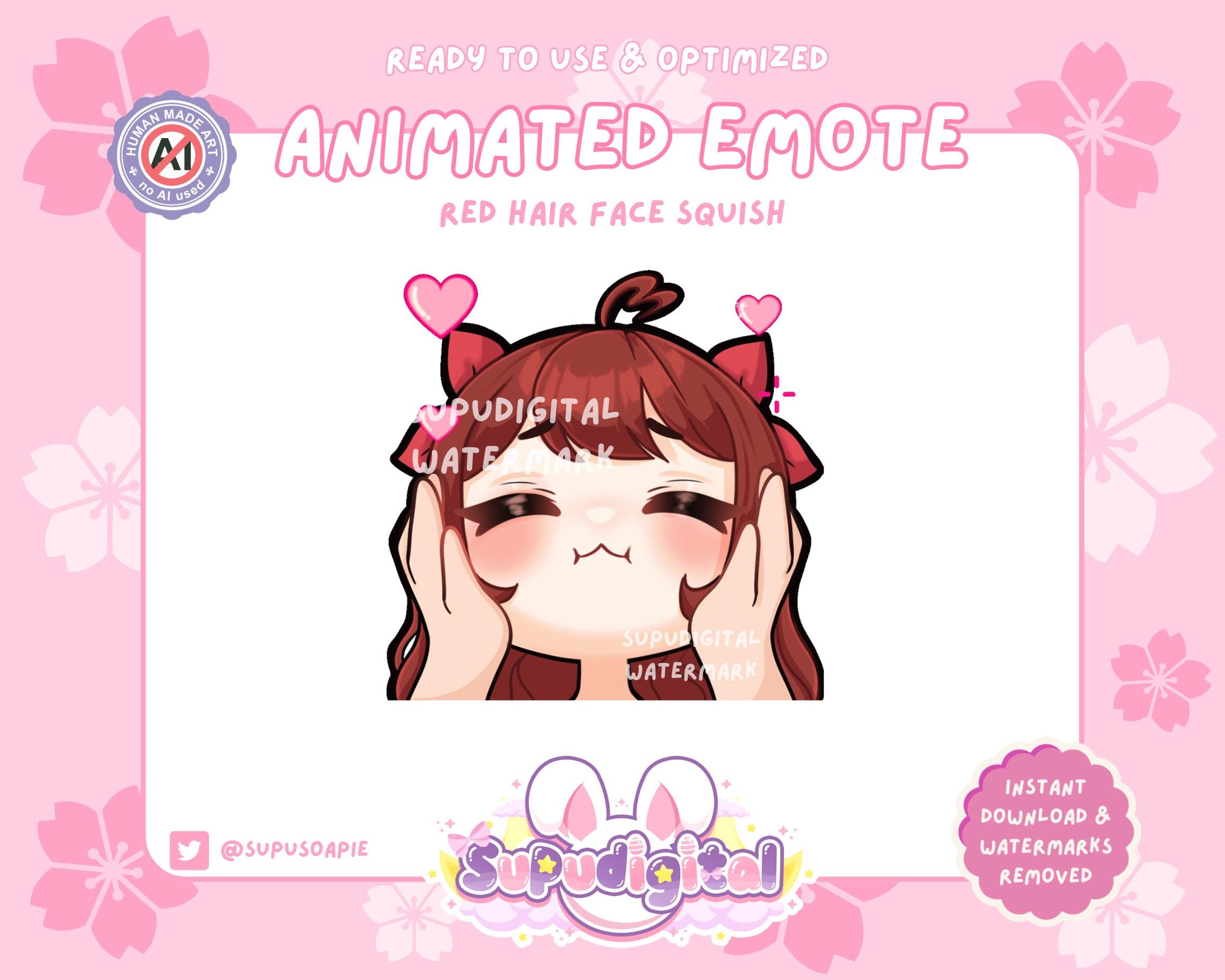 Face Squish Twitch Emote Animated Red Hair Anime Girl Emotes: Discord ...