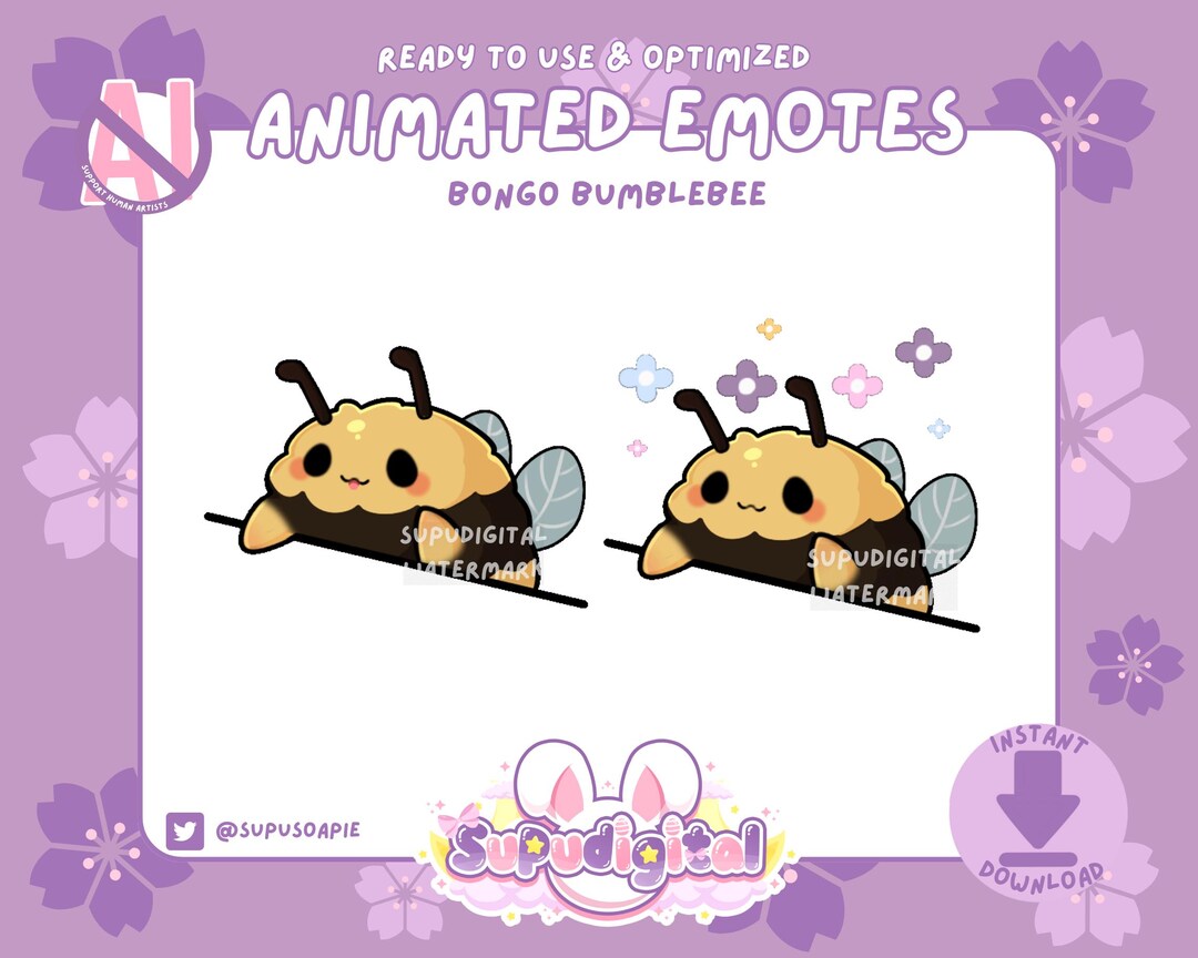 ANIMATED Bumble Bee Twitch Emote, Cute Bee Emote, Bongo Cat Dance ...