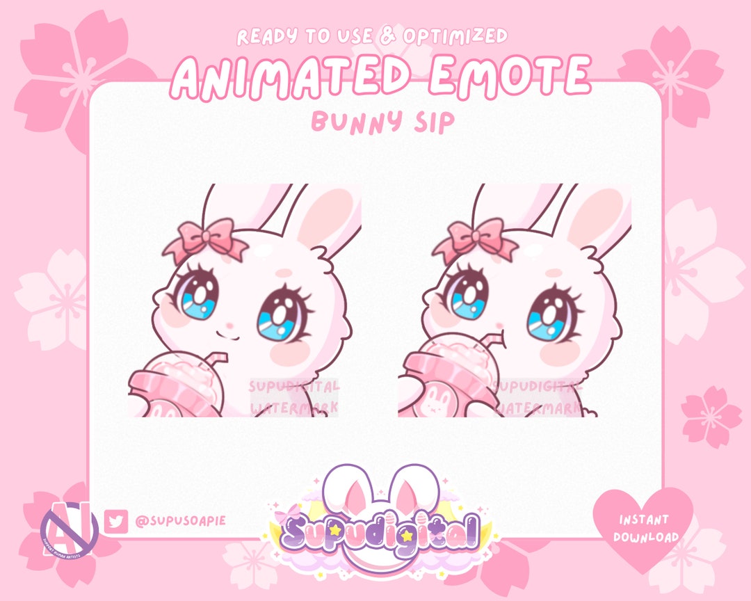 ANIMATED Bunny Emote Sip Hydrate 90s Anime Style | Twitch Kick Discord ...