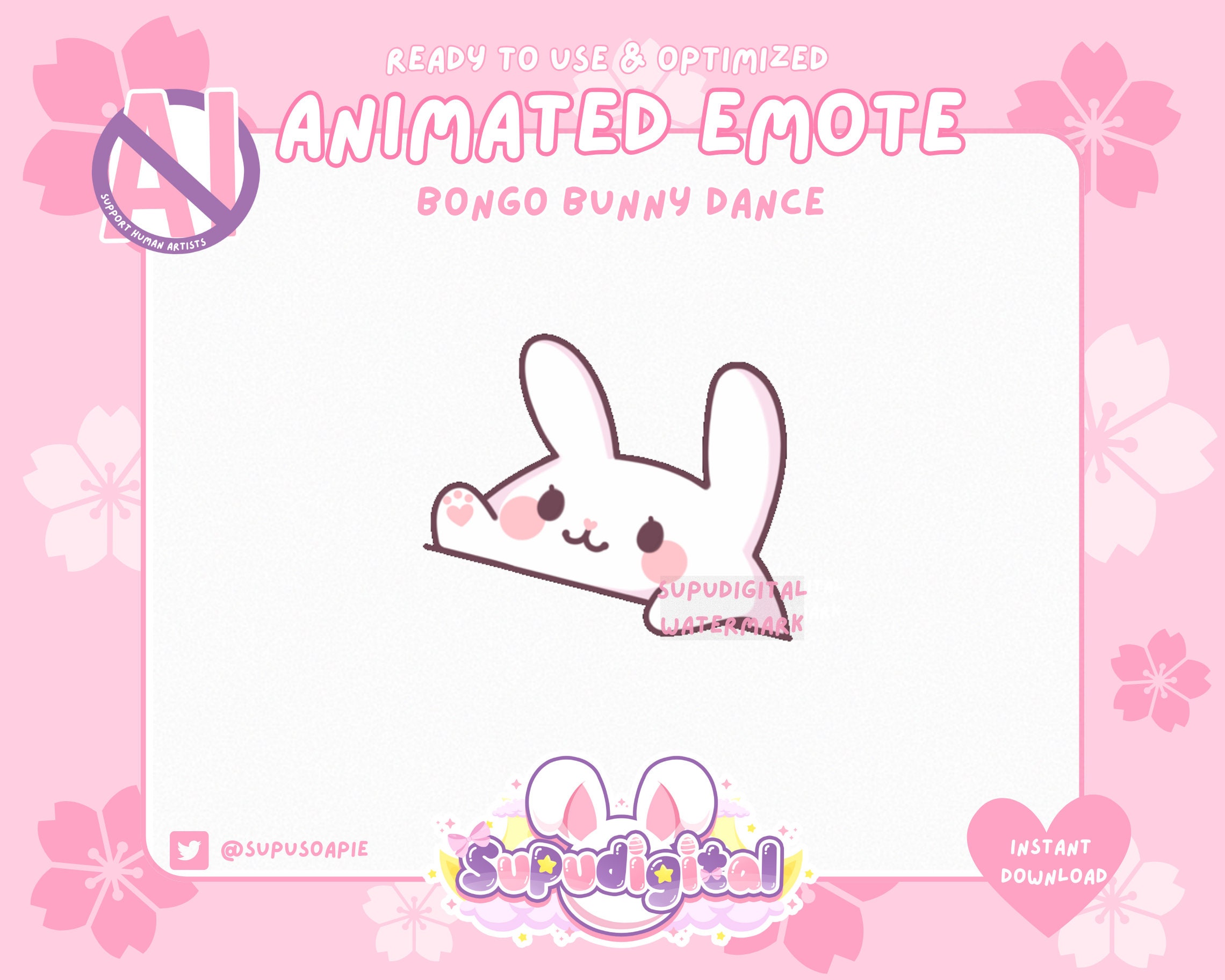 ANIMATED Bunny Bongo Dance Emote Twitch Discord Streamer 2 Speeds - Etsy