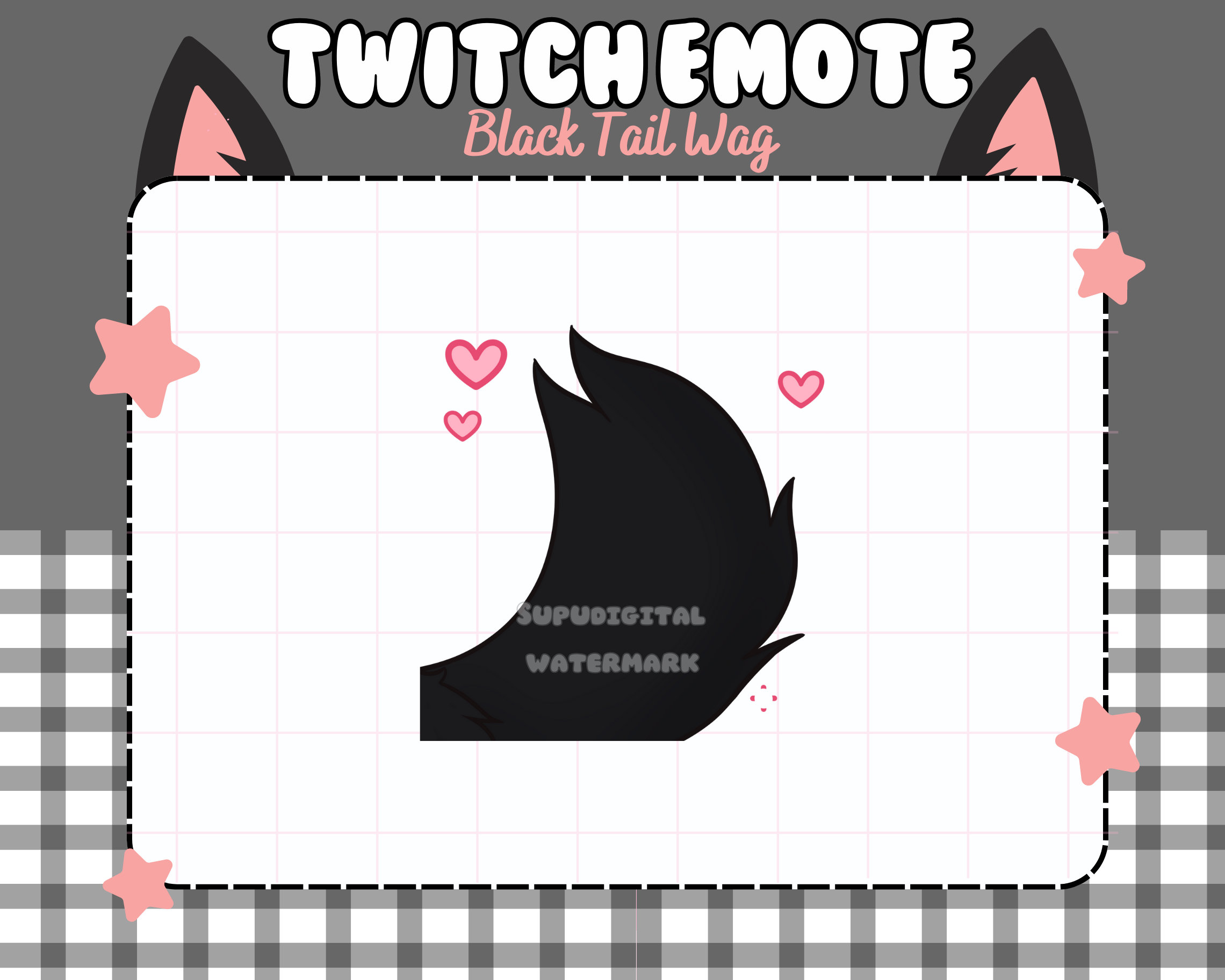 ANIMATED Dark Black Tail Wag Twitch Discord Streamer Emote | Cute ...
