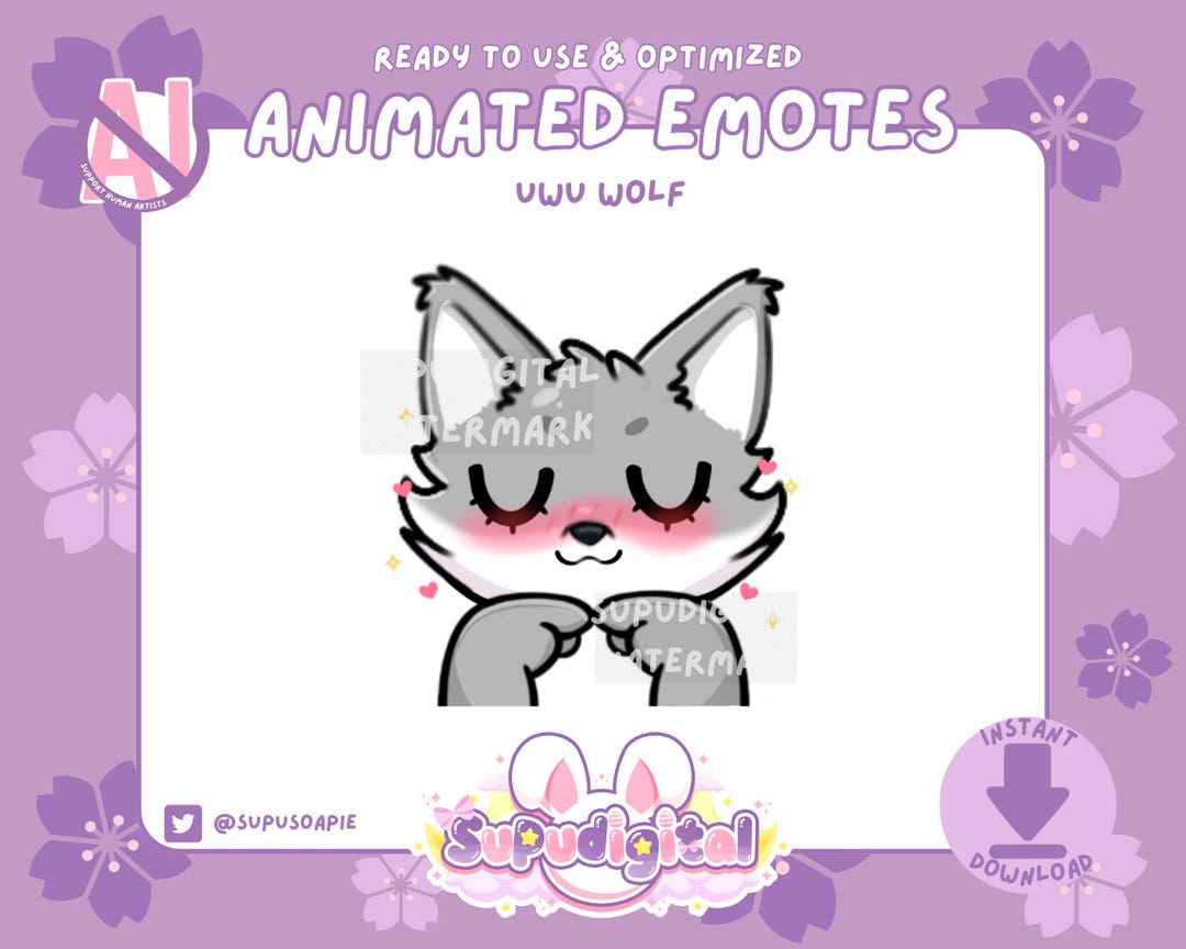 Uwu Twitch Emote Blush Shy Animated Furry Wolf Emotes: Discord/youtube ...