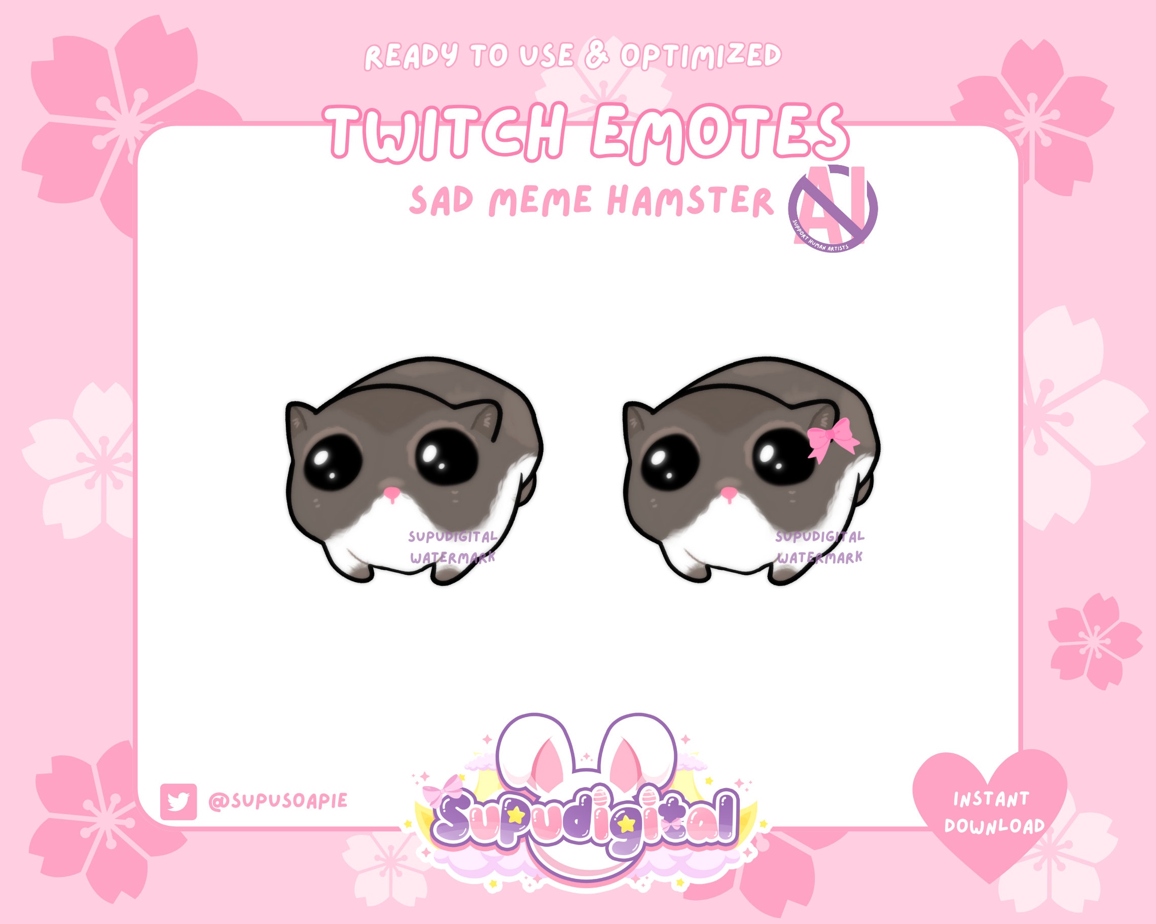 Sad Tiktok Meme Hamster Twitch Discord Streamer Emote | FREE Variation ...
