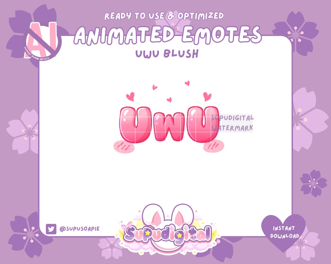 ANIMATED Uwu Emote Cute Blush Hearts | Twitch Discord Youtube Streamer ...