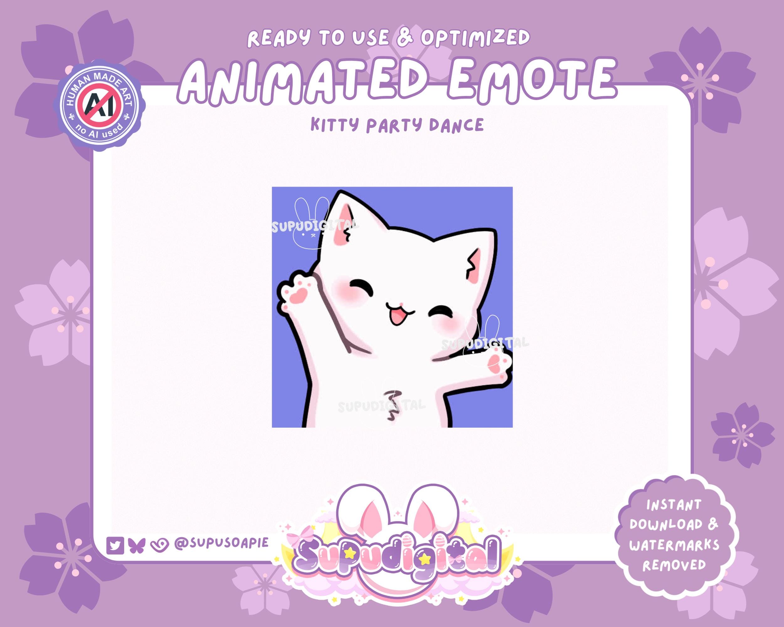 Cat Dance Twitch Emote Funny Party Animated Emotes White Kitty: Discord ...