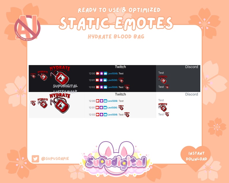 HALLOWEEN Twitch Emote, Hydrate Blood Bag Emote, Funny Goth Witch ...
